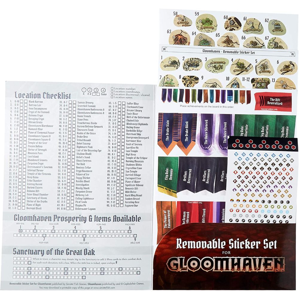 Gloomhaven: Removable Sticker Set – Grinning Gargoyle Gaming